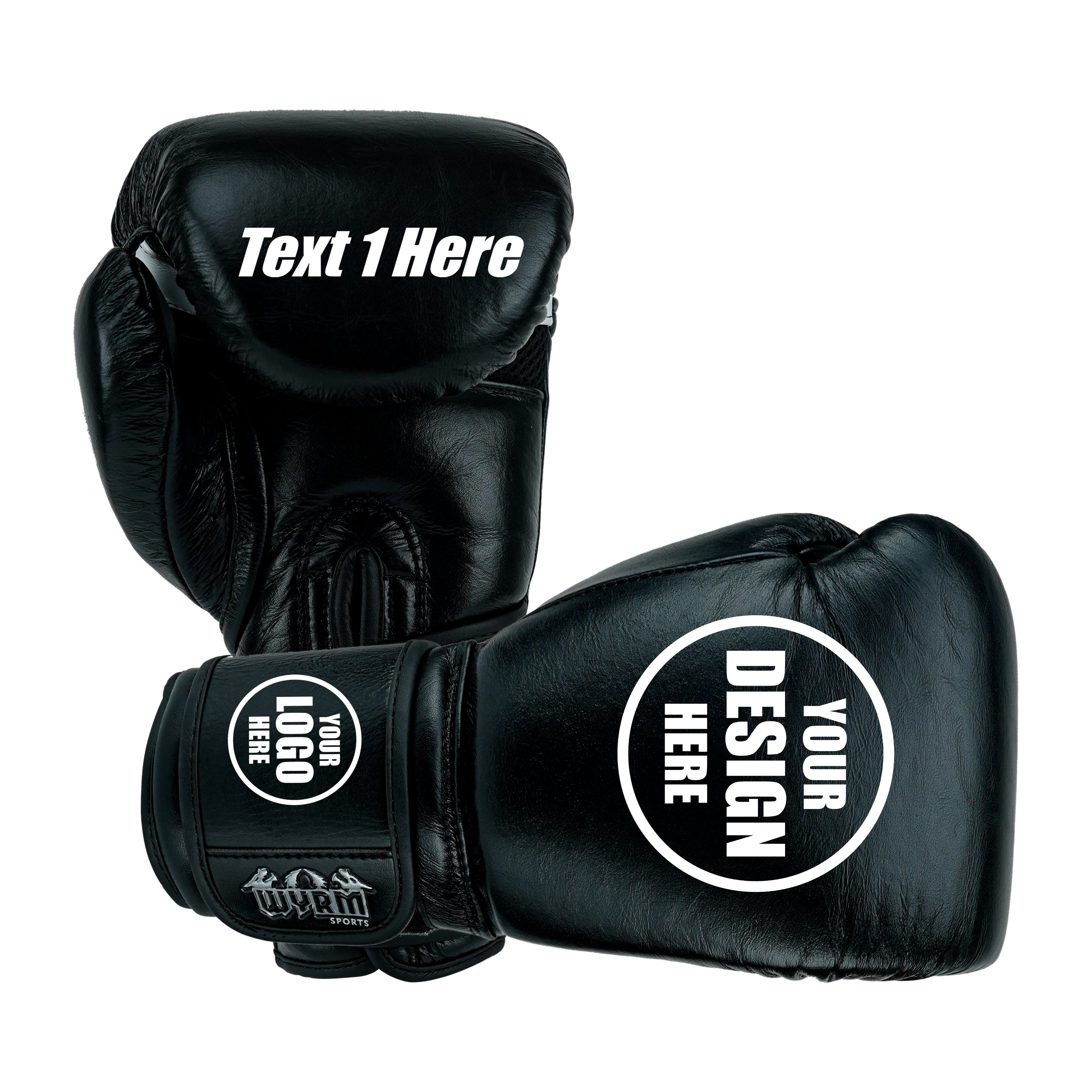 Custom Black Genuine Leather Boxing Training Gloves C21 – Wyrm Sports