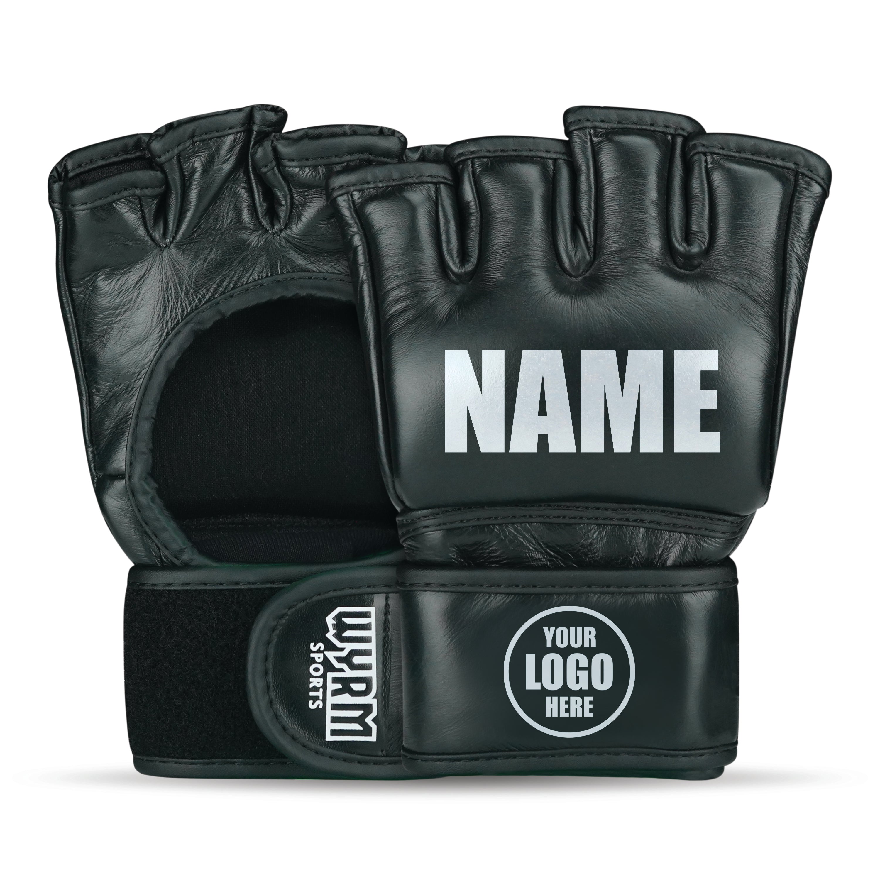 CUSTOM PRO BLACK MMA FIGHT GENUINE LEATHER GLOVES – Wyrm Sports