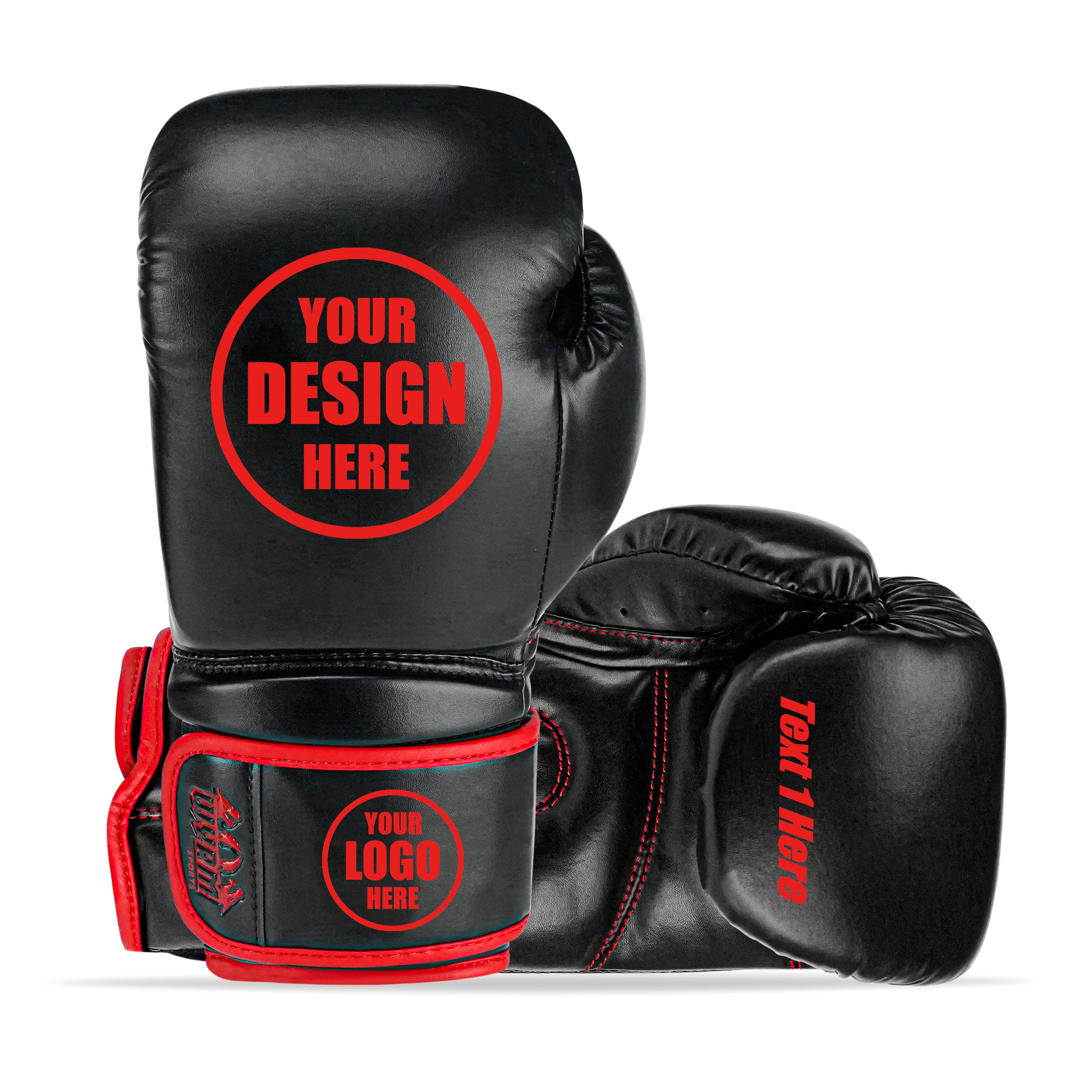 Custom Black PU Leather Boxing Training Gloves C18 – Wyrm Sports