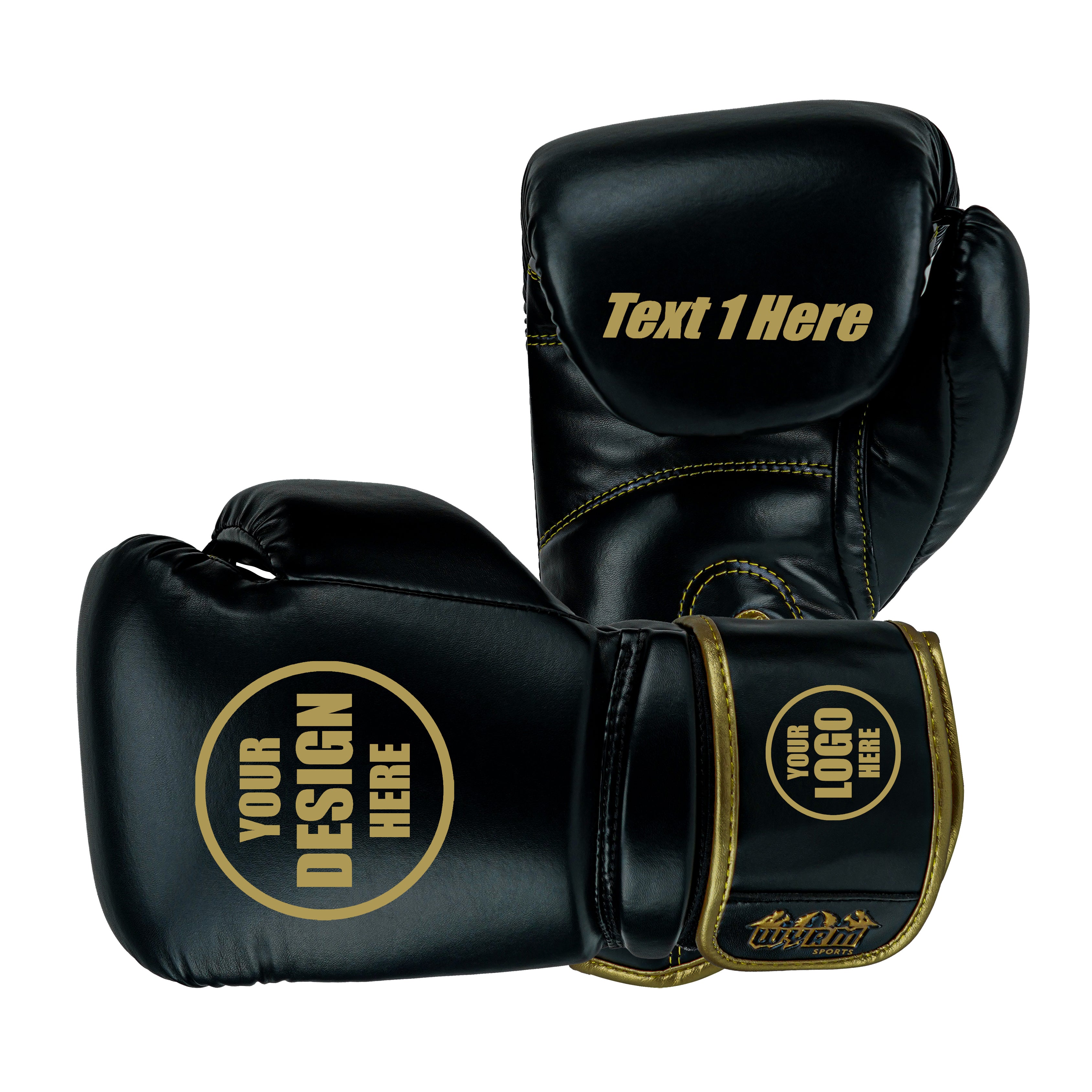 Custom Black PU Leather Boxing Training Gloves C12 – Wyrm Sports