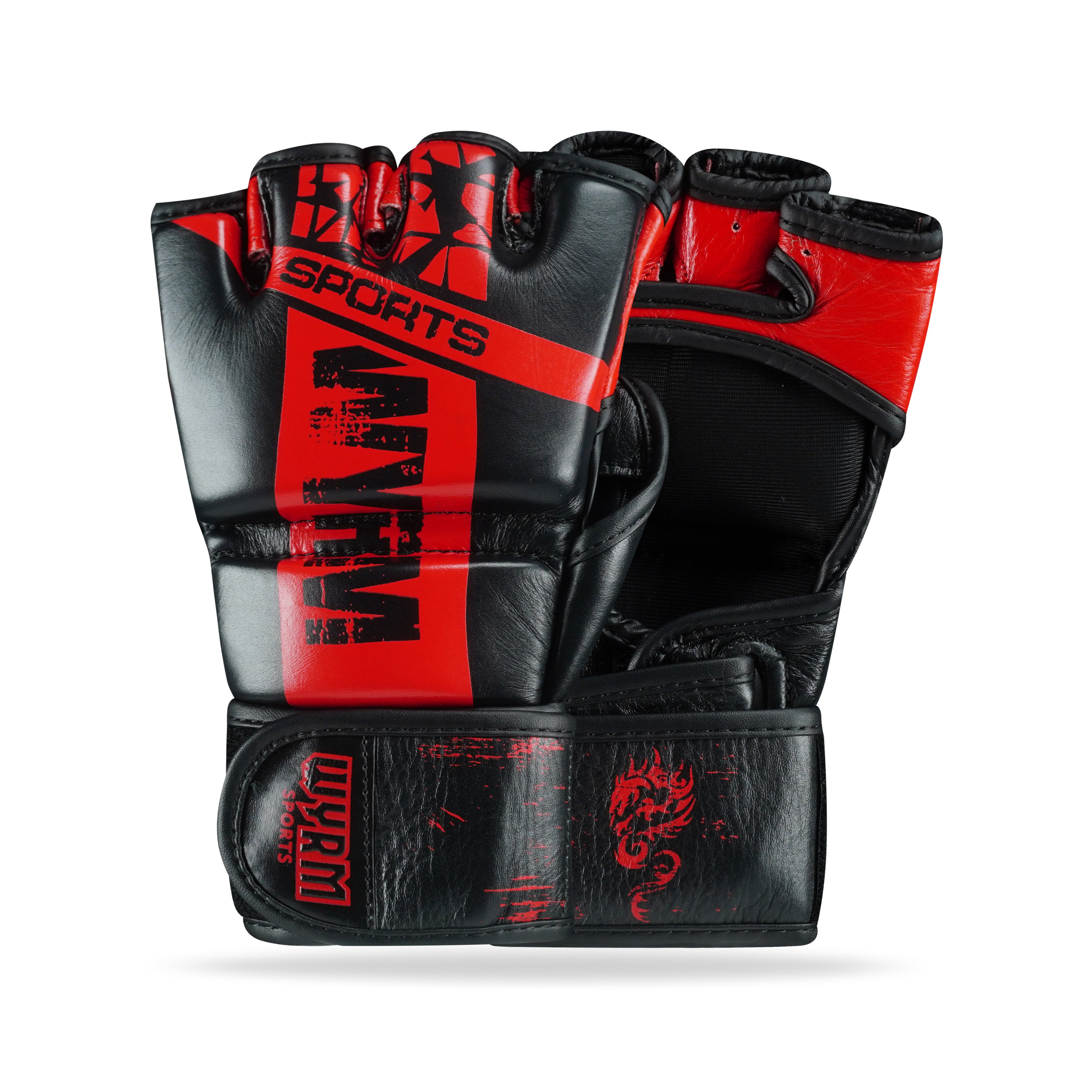 Pounder Black/Red Genuine Leather MMA Fight Gloves – Wyrm Sports