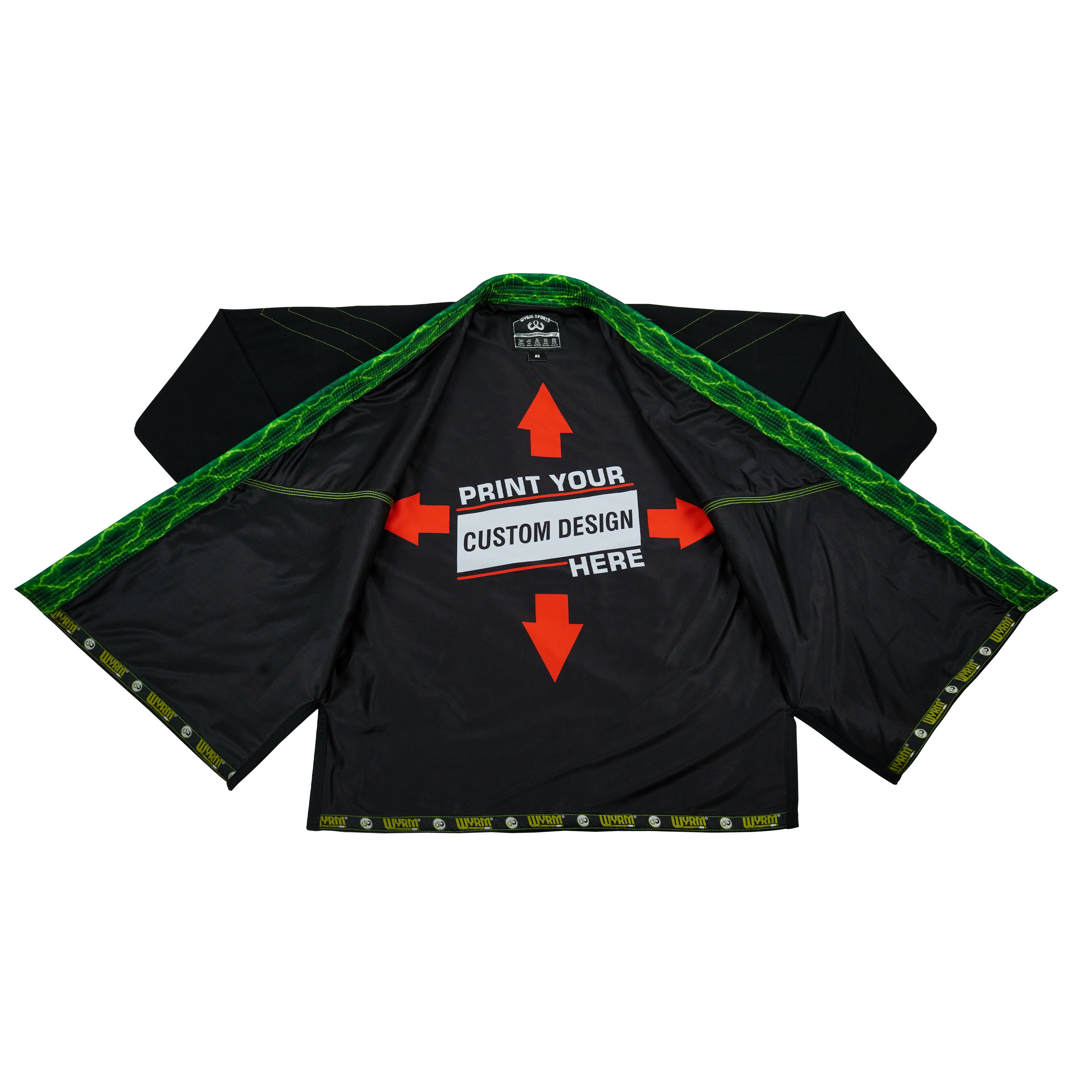 Premium Custom Black with Thunder Neon Lapel Brazilian Jiu Jitsu Gi ...